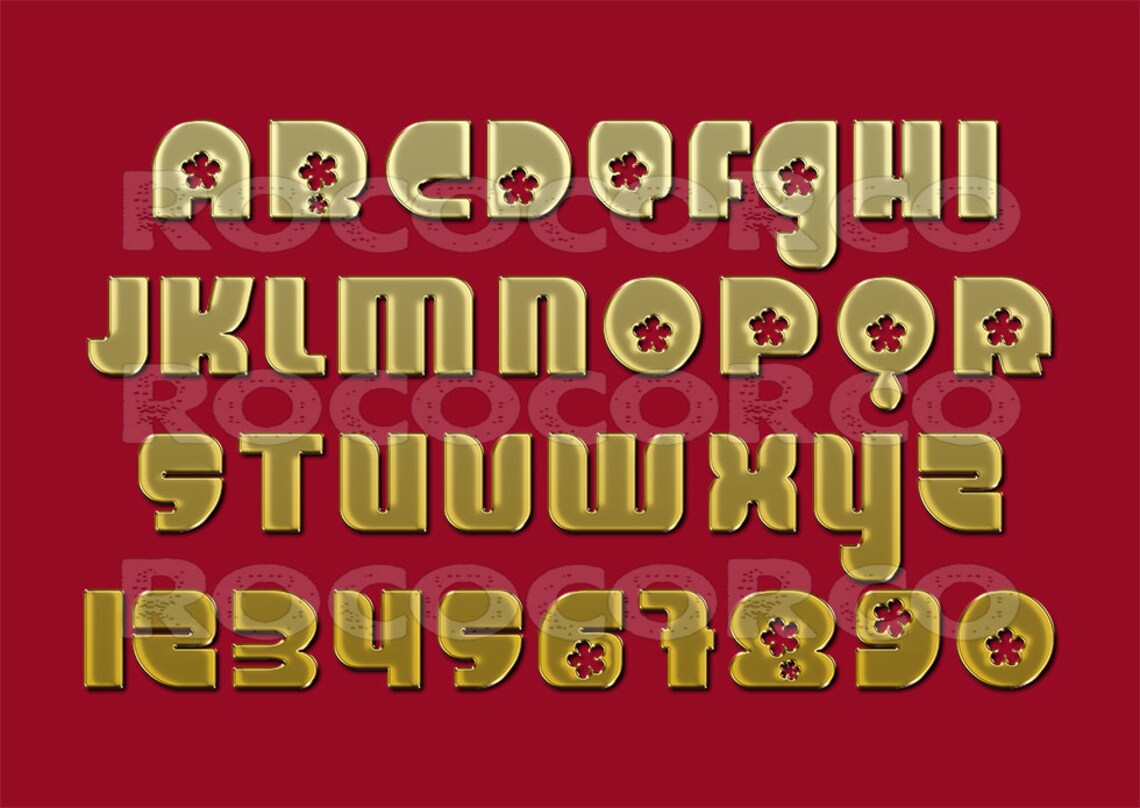 Alphabet Font Design 95. Silver Gold Bronze Transparent PNG | Etsy