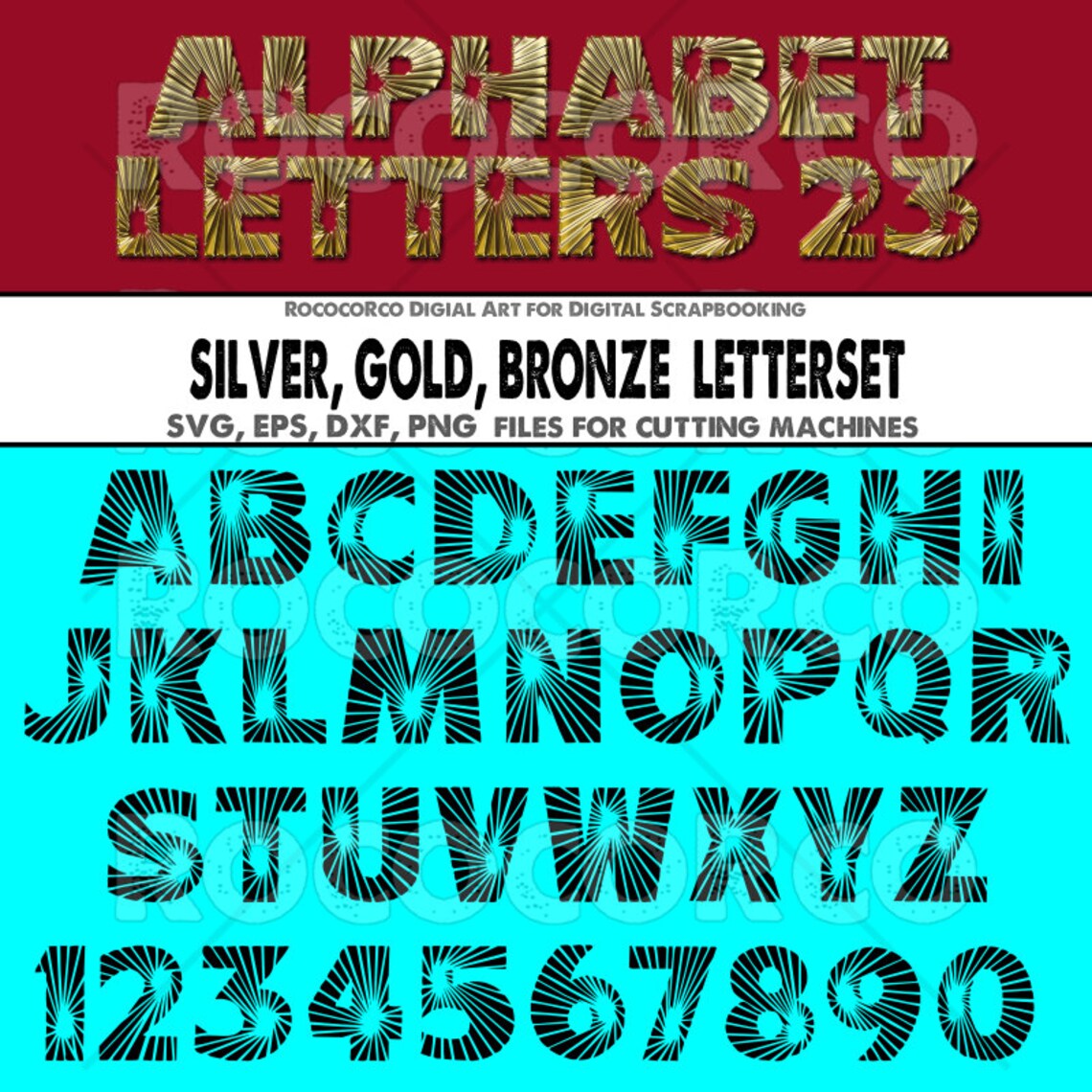 Alphabet Font Design 23. Silver Gold Bronze Transparent PNG - Etsy