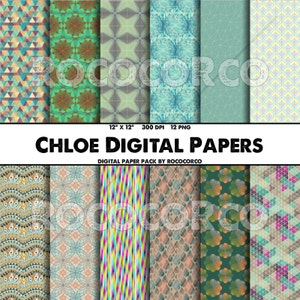 50%_OFF SALE___12 Color Set Pattern Digital Paper Pack, Scrapbook ...