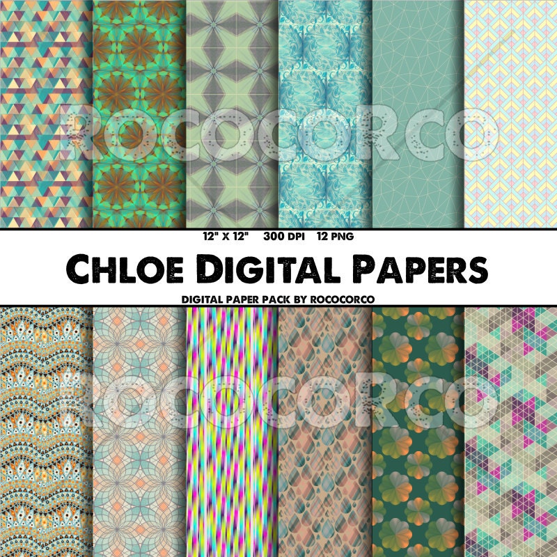 50%_OFF SALE___12 Color Set Pattern Digital Paper Pack, Scrapbook ...