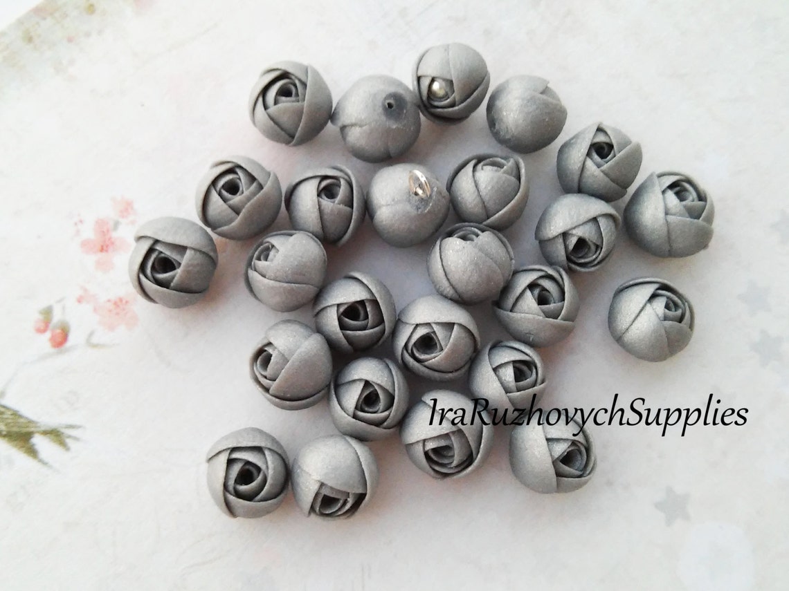 10 Pcs. Gray Ranunculus Polymer Clay Flowers Polymer Clay - Etsy
