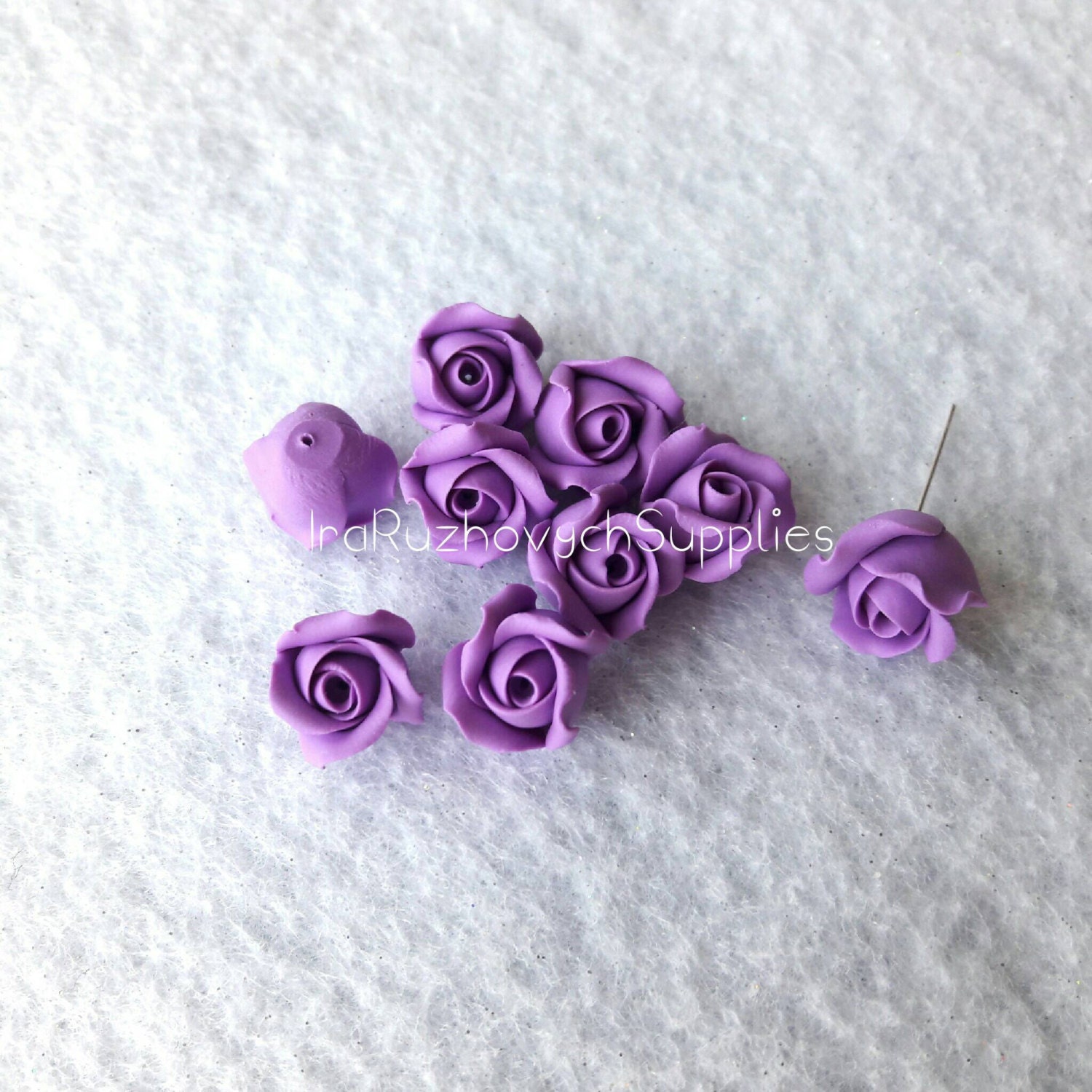 10 Pcs. Purple Roses Flowerslavender Violet Polymer Clay - Etsy