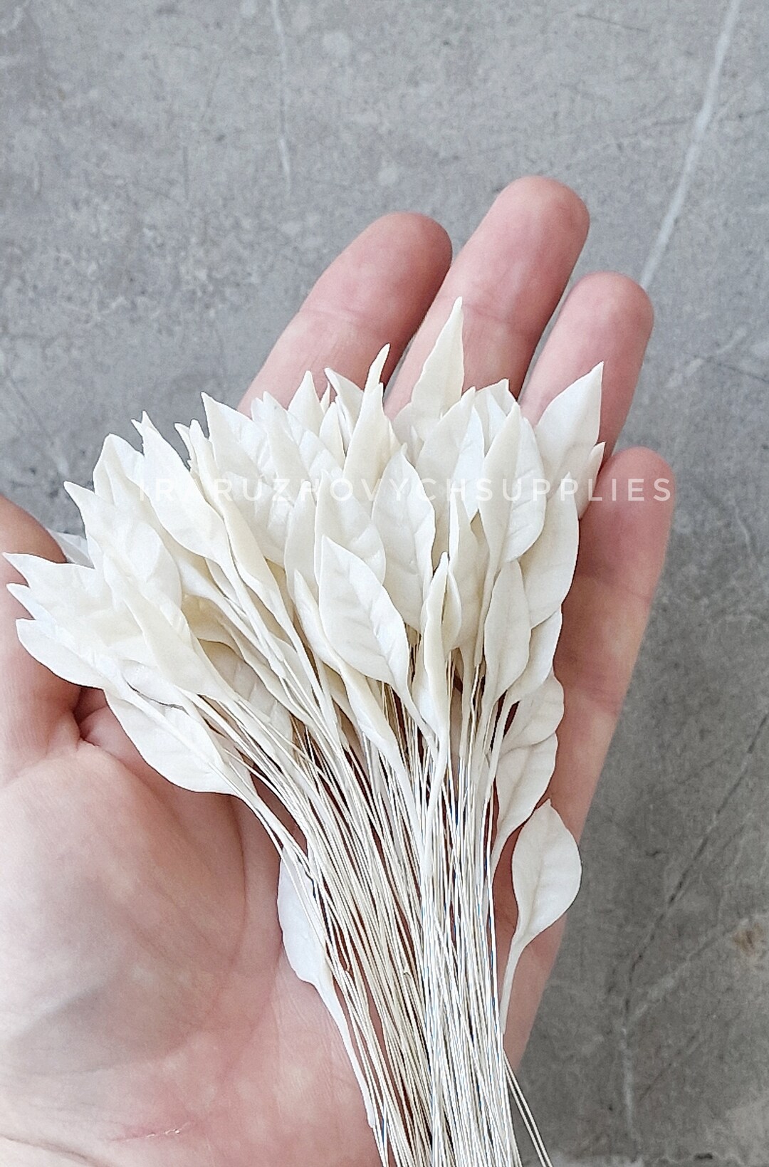 25 Pcs. Leaf Polymer Clay Bead, Leaves With Wire for Bridal Headpiece 2 ...
