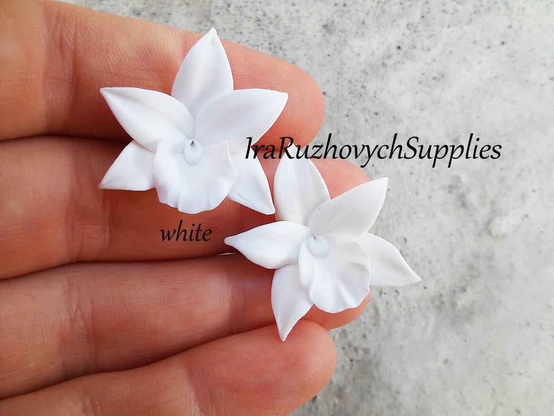 10 Pcs. Orchids Polymer Clay Flowers Flower Bead | Etsy