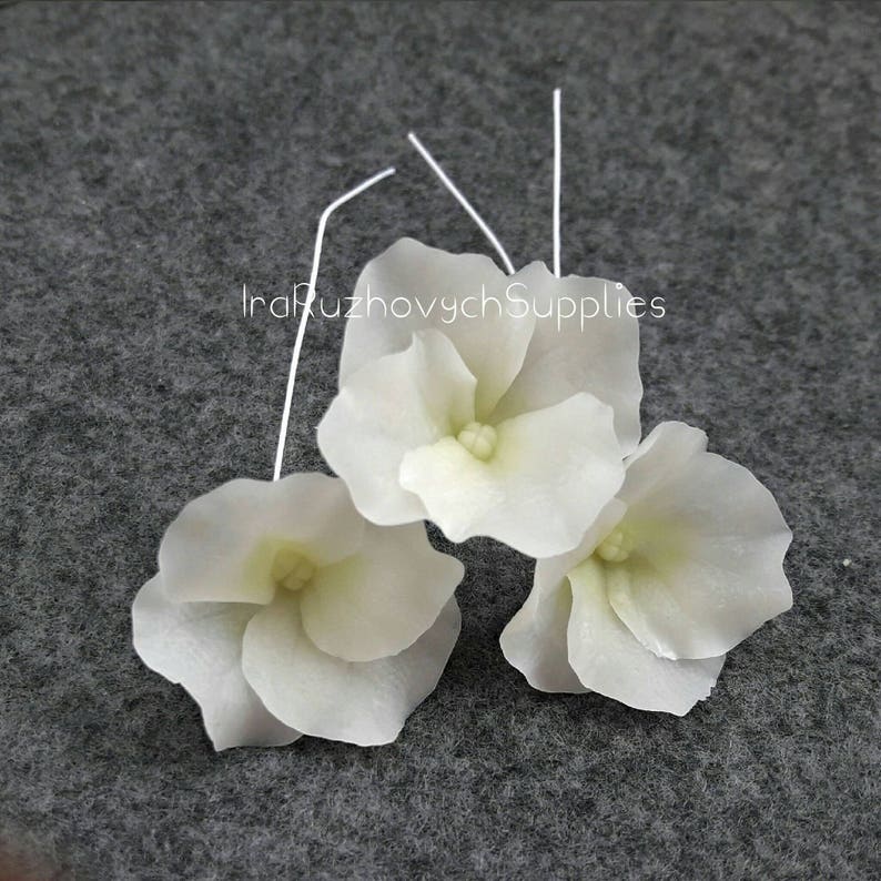 3 pcs. or more translucent white green hydrangea polymer clay | Etsy