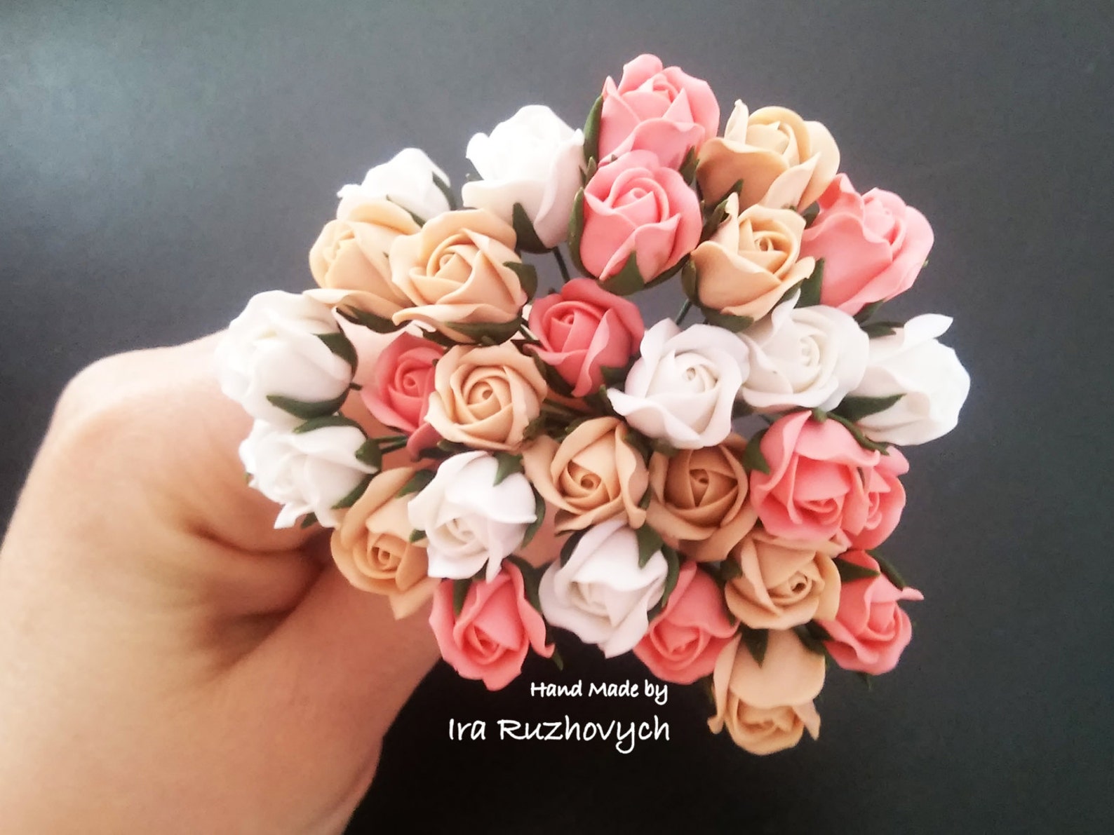 10 Pcs. White Roses, Polymer Clay Flower Bead - Etsy