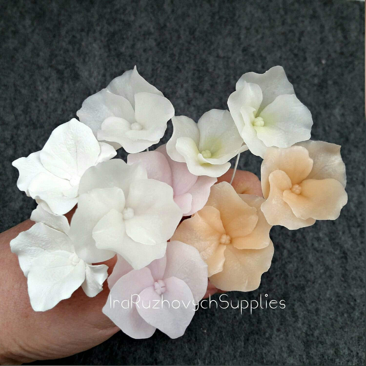 3 Pcs. or More Translucent White Green Hydrangea Polymer Clay - Etsy