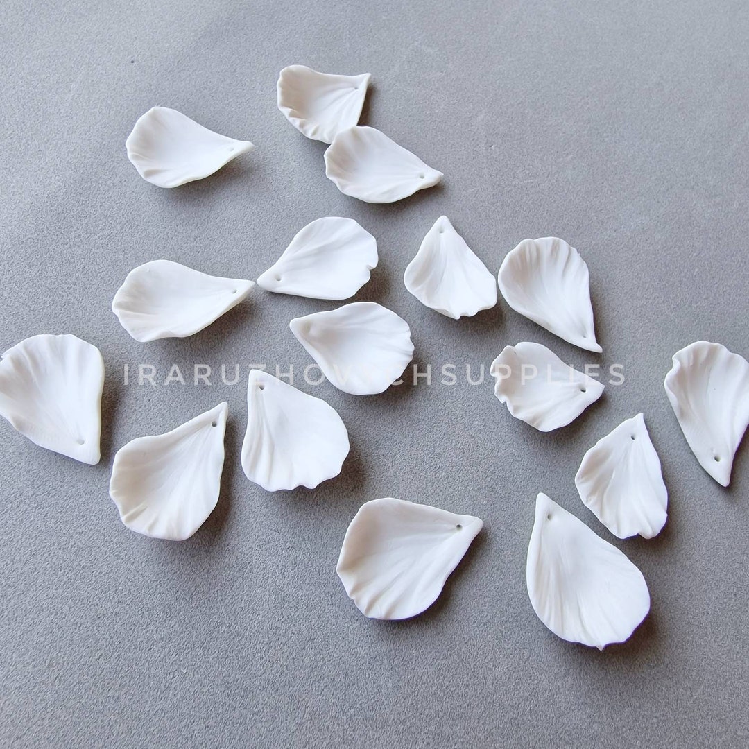 25 Pcs. Petal Flower Leaf Polymer Clay Bead With Hole, Curly Petals, Petal, Leaf - Etsy