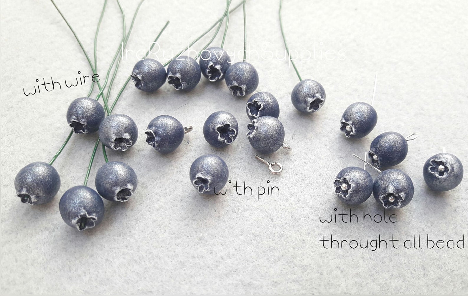 10 pcs. blueberry polymer clay beads decor | Etsy