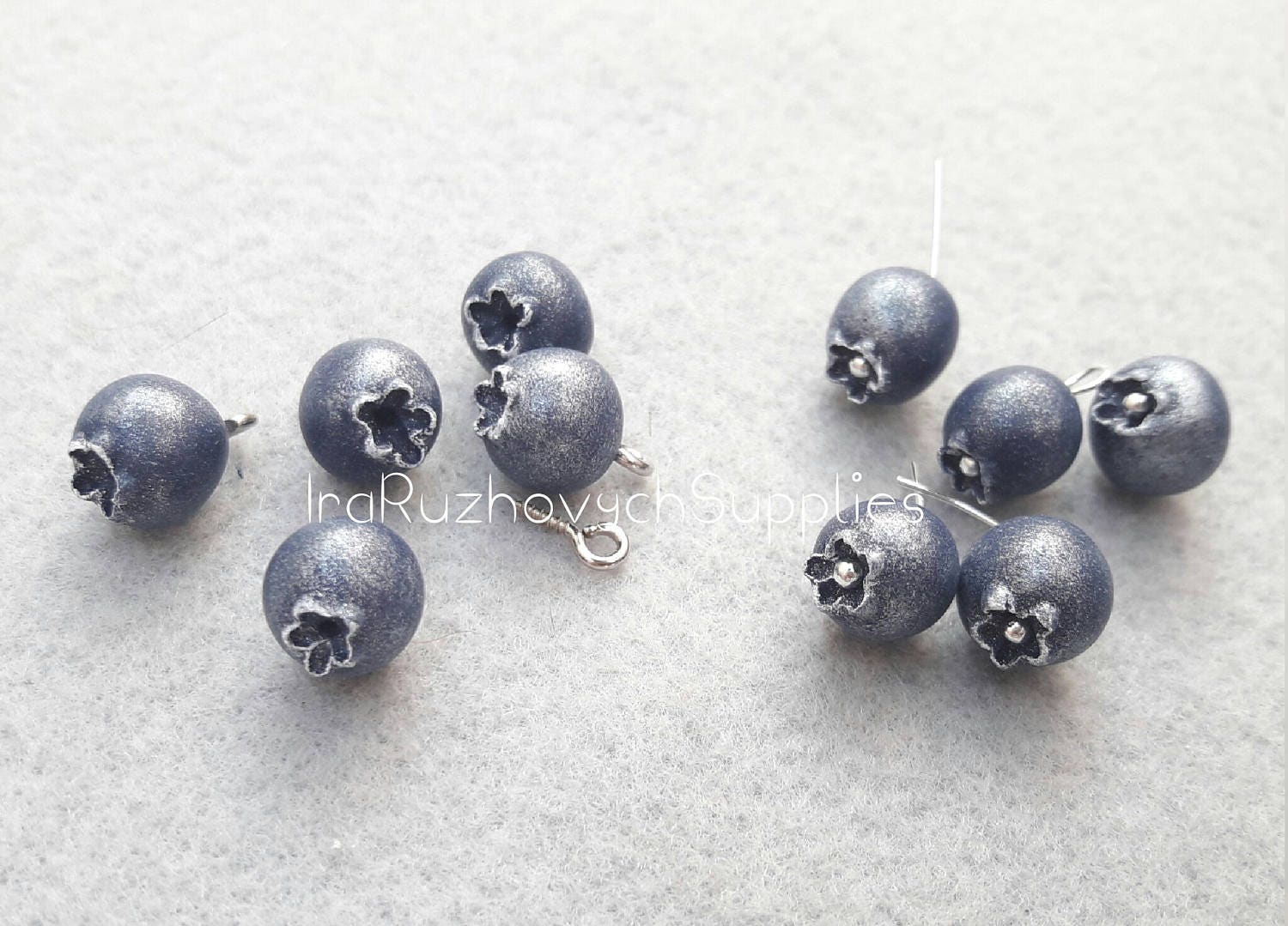 10 pcs. blueberry polymer clay beads decor | Etsy
