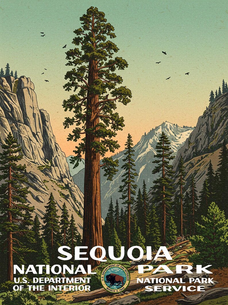 Sequoia National Park Poster, Vintage WPA Art Print - Etsy