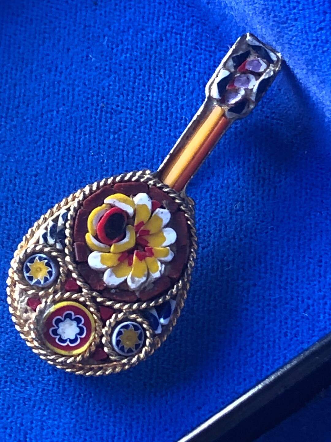 Vintage Micro Mosaic Mandolin Brooch Pin - Etsy