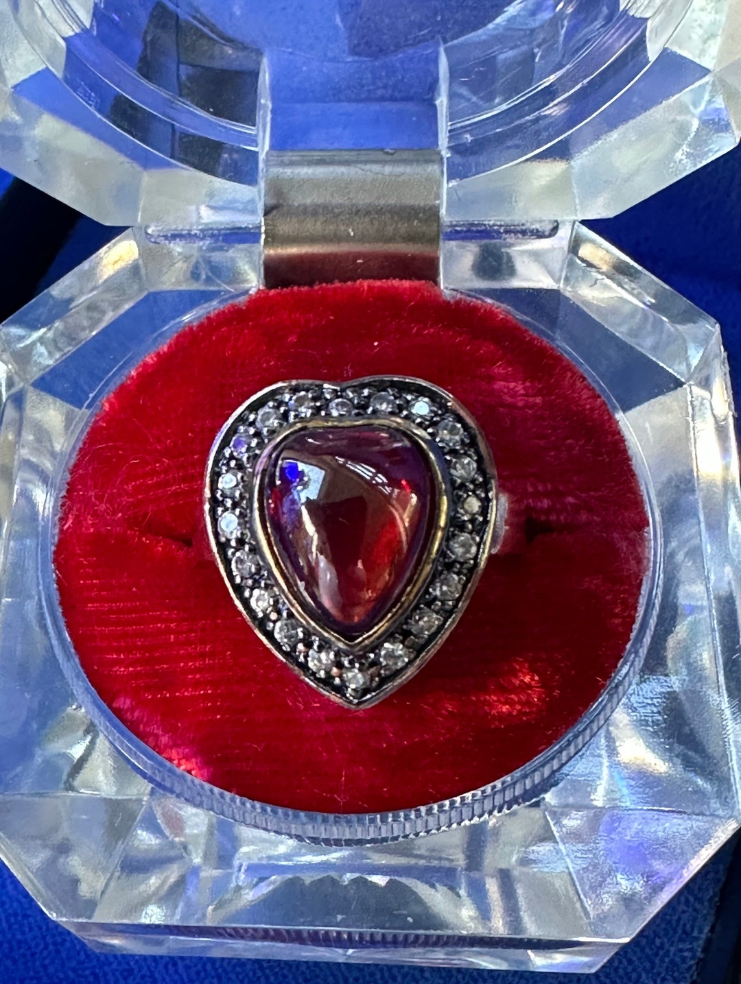 Ruby Red Heart Jackie Kennedy Ring by Camrose and Kross - Etsy