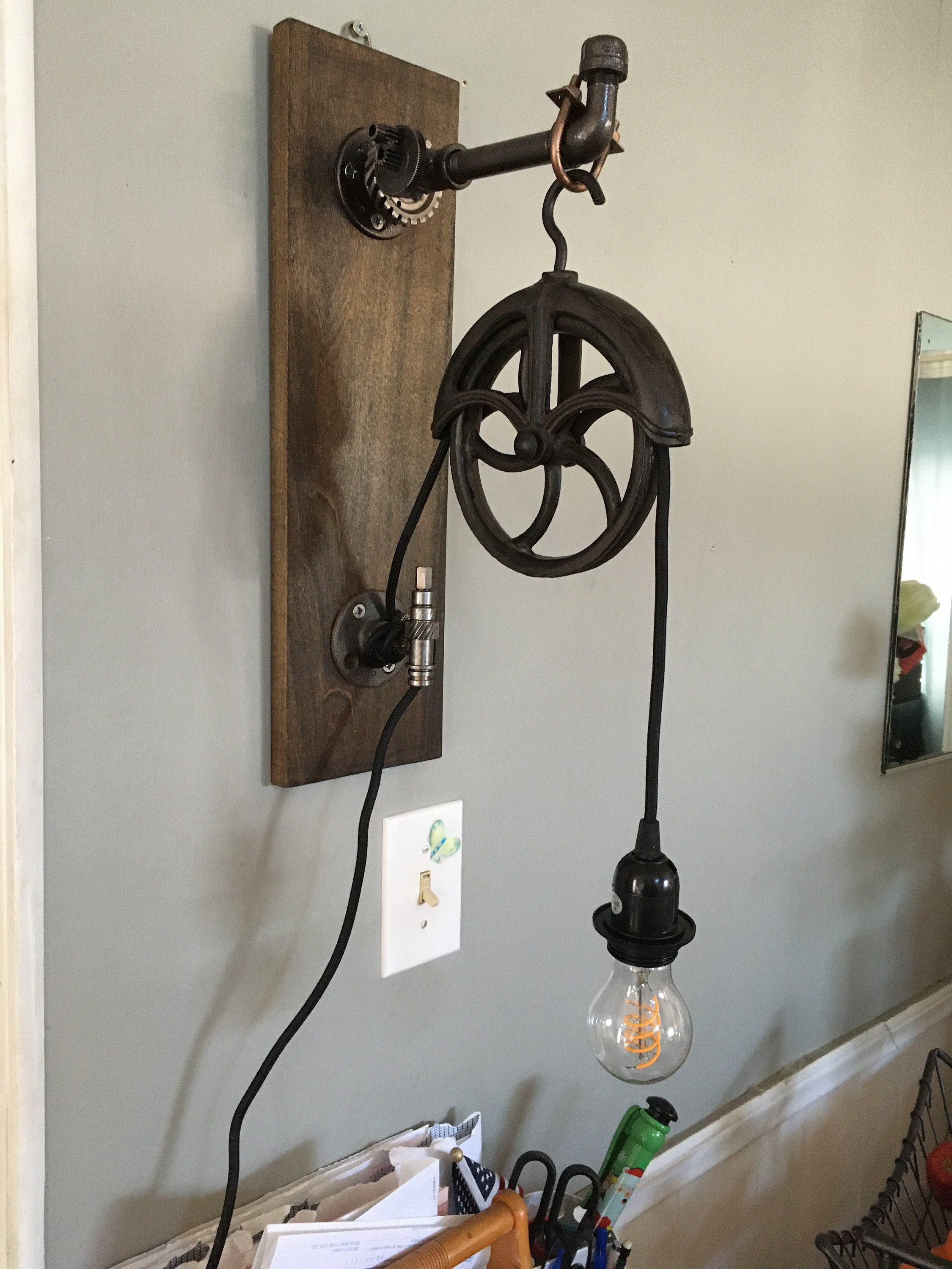 Rustic Barn Pulley Pendant Light - Etsy