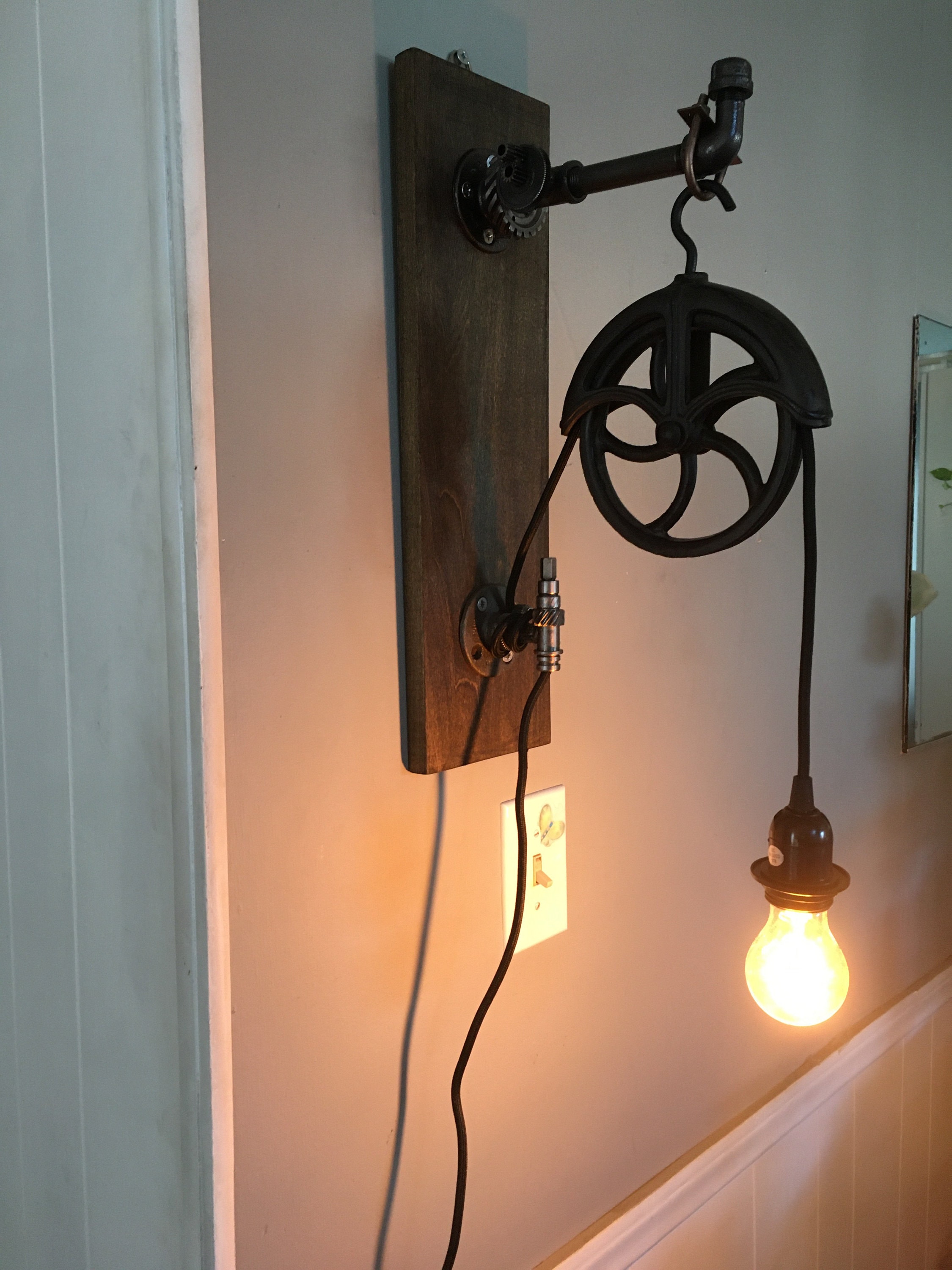Rustic Barn Pulley Pendant Light - Etsy