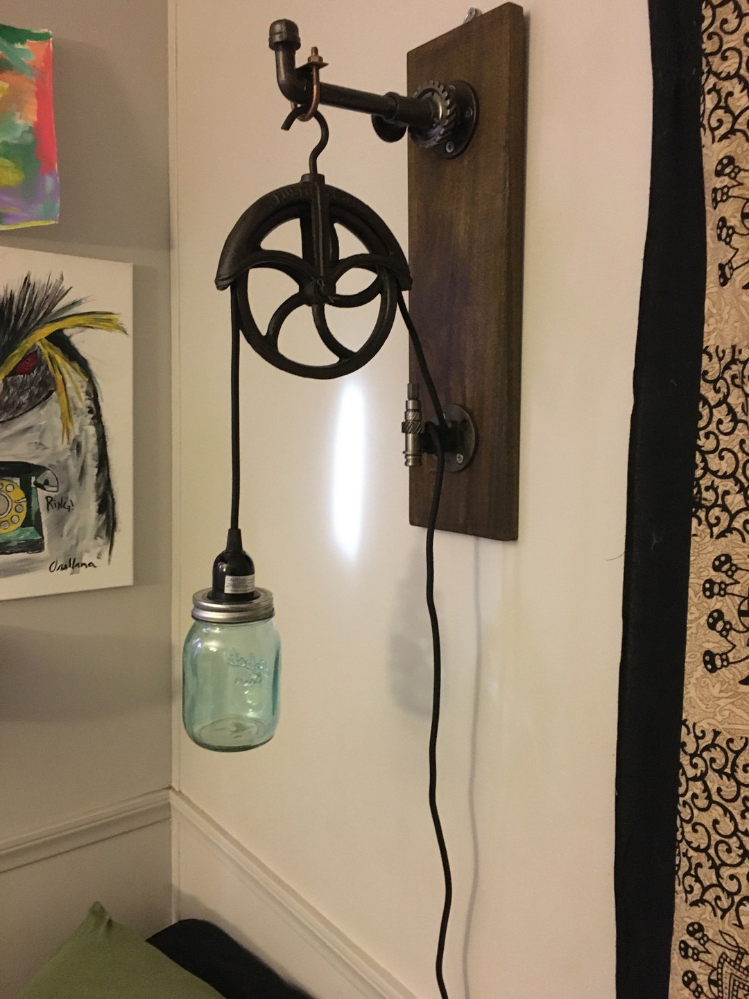 Rustic Barn Pulley Pendant Light - Etsy UK