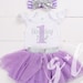 First Birthday Outfit Girl, Purple and Silver Outfit, Tutu, Flutter ...