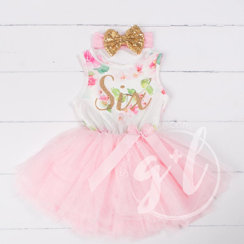 Pink Floral Sixth Birthday Outfit Sixth Birthday Dress 6th - Etsy Singapore