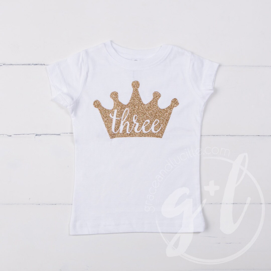 Third Birthday Outfit Gold One Crown for Baby Girls or Toddlers ...