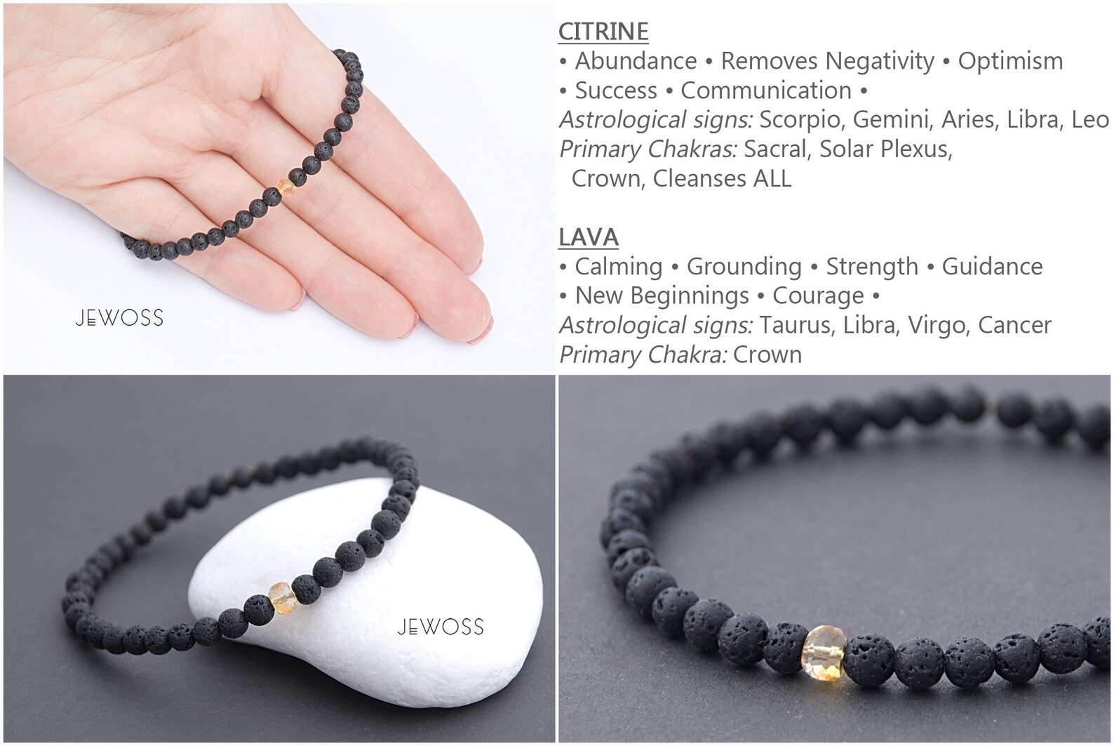 Mens Gift Volcanic Lava Citrine Bracelet. Minimalist Jewelry. - Etsy