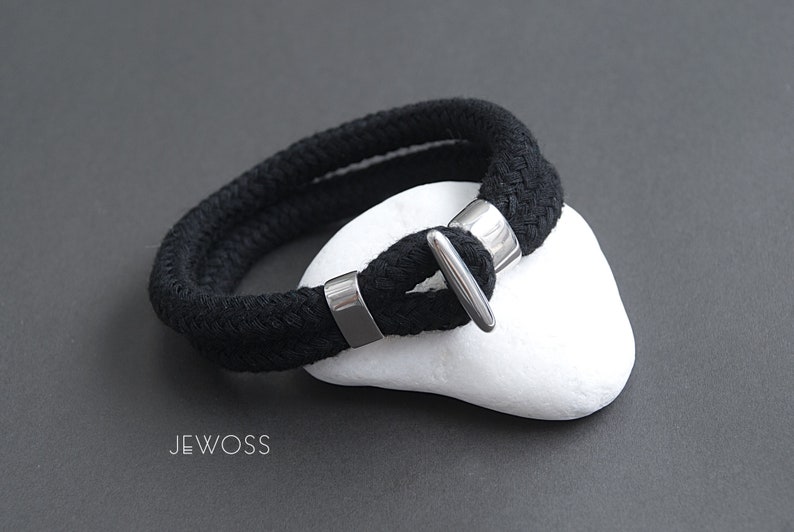 Black Rope Bracelet Nautical Cotton Bracelet Men and Women - Etsy