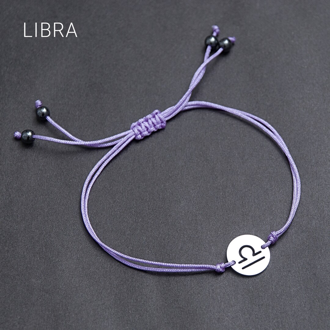 Libra Sign Cord Bracelet, Zodiac Symbols Gift, Astrology Bracelet ...