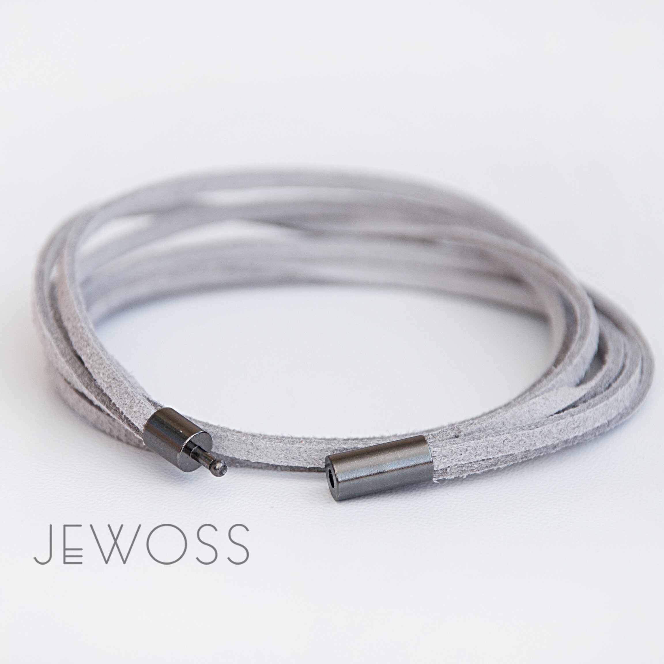 Gray Minimalist Bracelet, Double Wrap Suede Bracelet, Multi Strands ...
