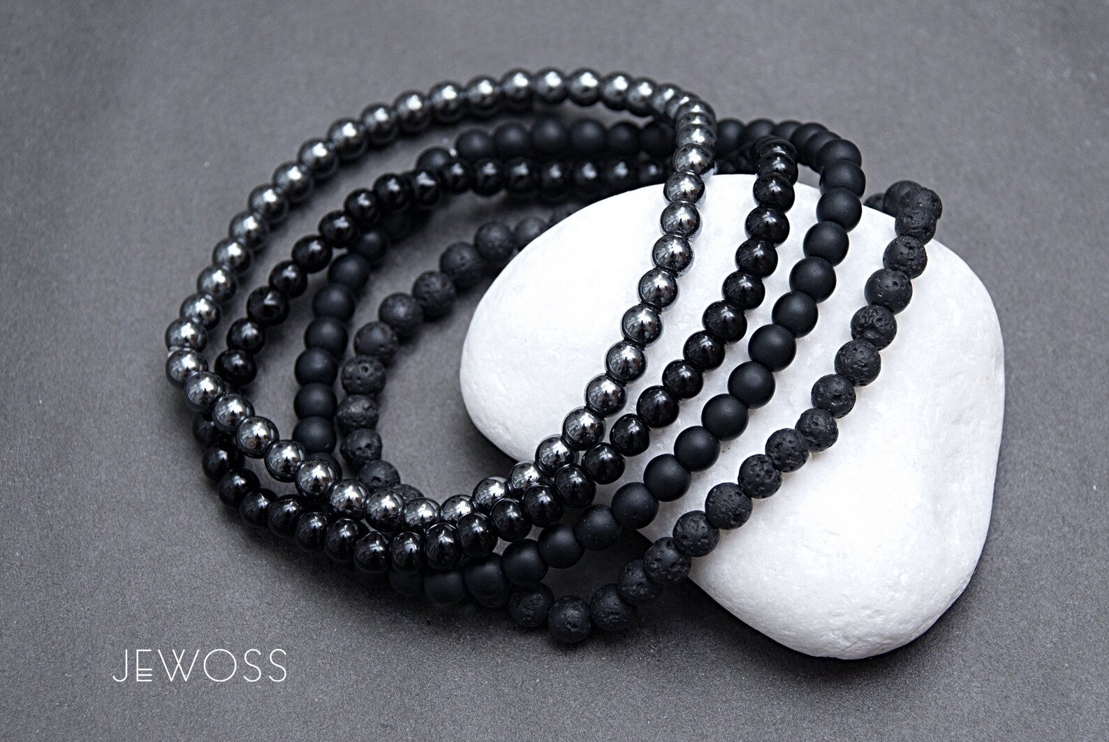 Volcanic Lava Minimalist Bracelet. Tiny Black Strength Bracelet for Man ...