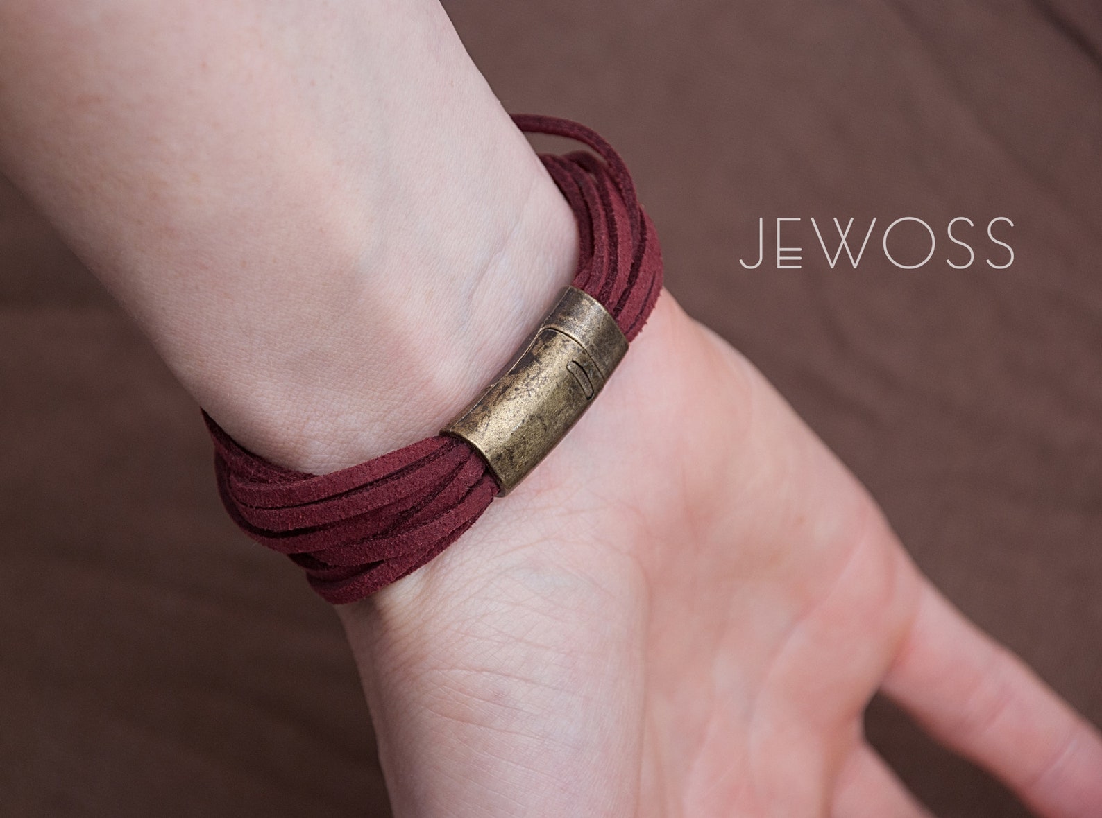 Marsala Suede Bracelet, Vinous Multi Strands Bracelet, Unisex Bracelet ...