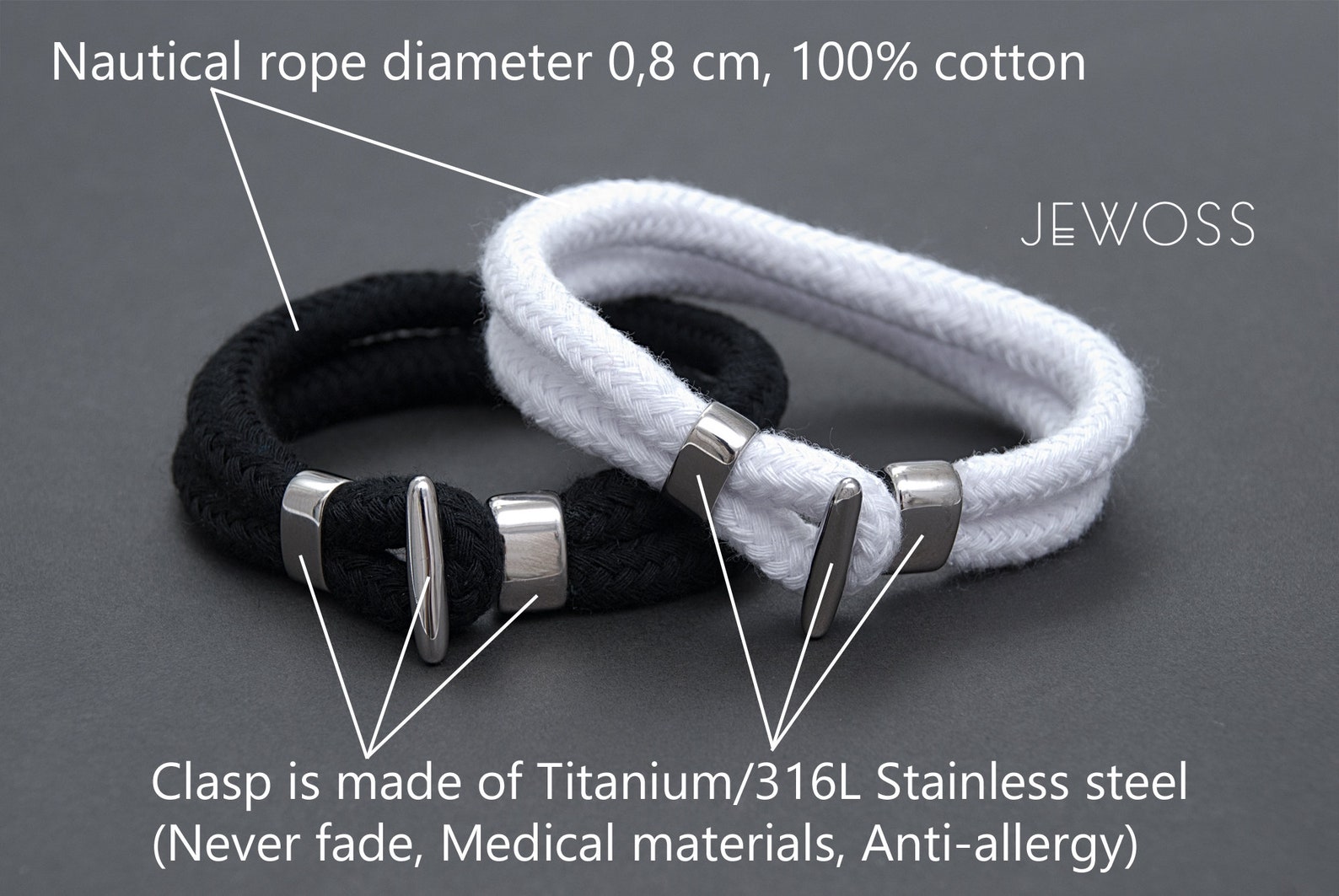 Black Rope Bracelet Nautical Cotton Bracelet Men and Women - Etsy