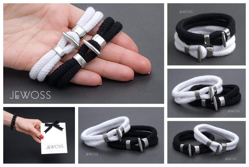 Black Rope Bracelet Nautical Cotton Bracelet Men and Women - Etsy