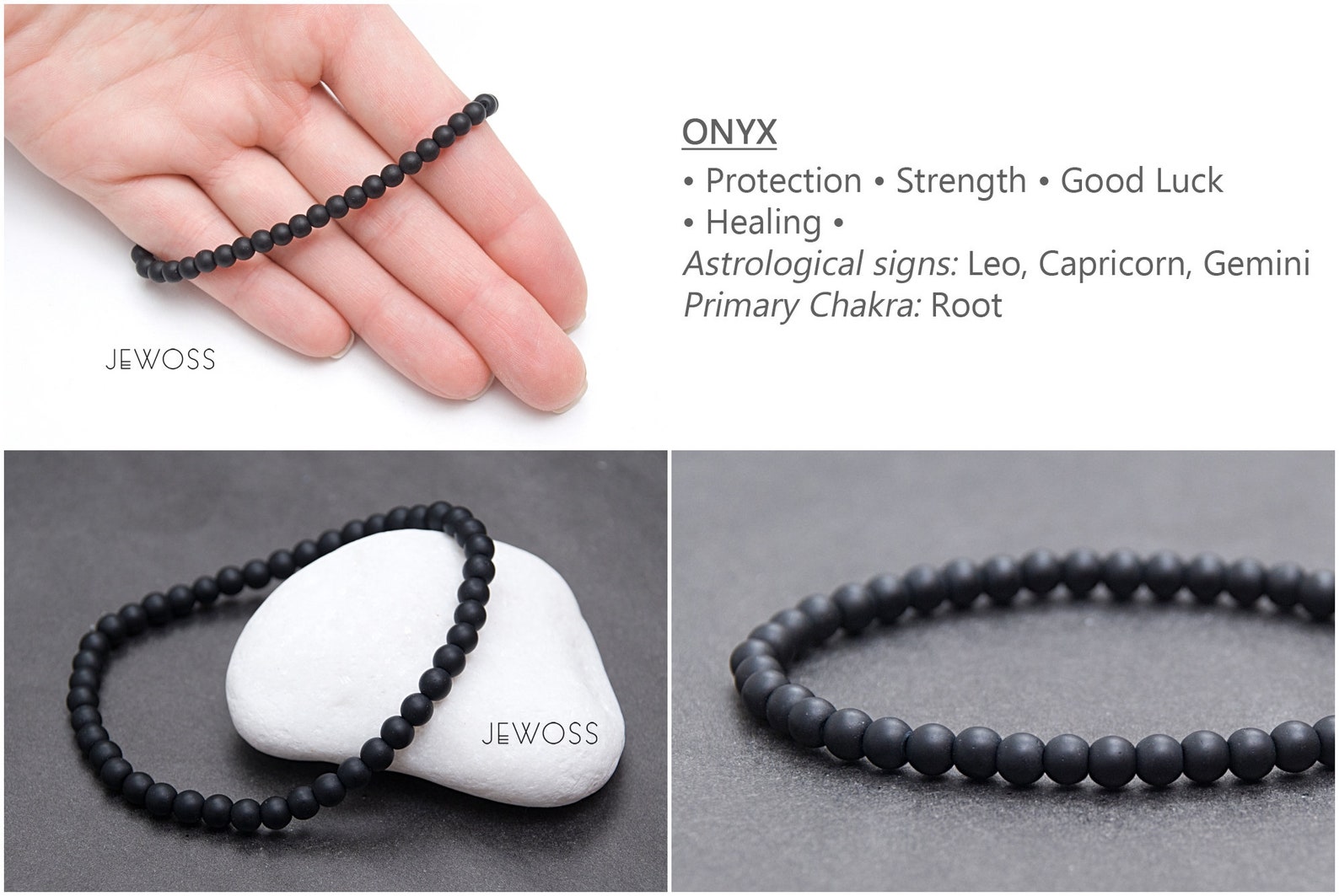 BLACK STONE Matte Onyx Bracelets. Mix and Match Beaded Bracelet ...