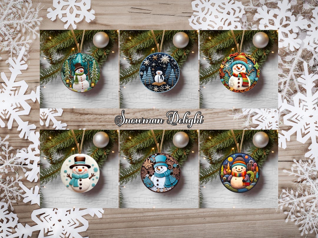 3 Acrylic or MDF Elegant Christmas Ornaments Snowman Delight 403 - Etsy
