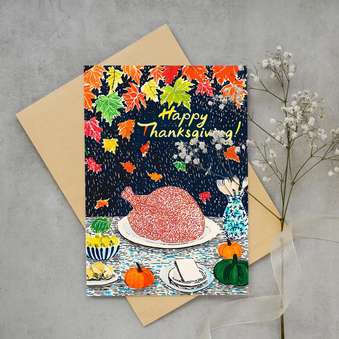 Happy Thanksgiving Card Printable Digital Download Festive Thanksgiving E-card - Etsy