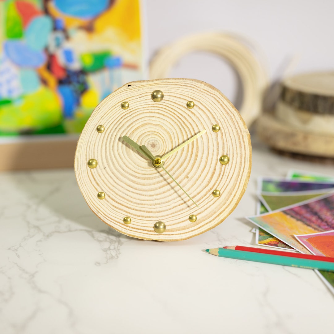 Handcrafted Pine Wood Mantel Clock Unique Masterpiece for Modern and ...