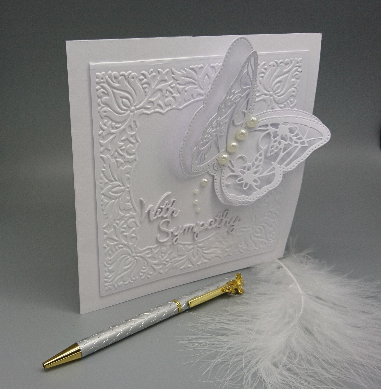 Sympathy, Condolence Card Sensitive White on White. Spiritual 3D ...