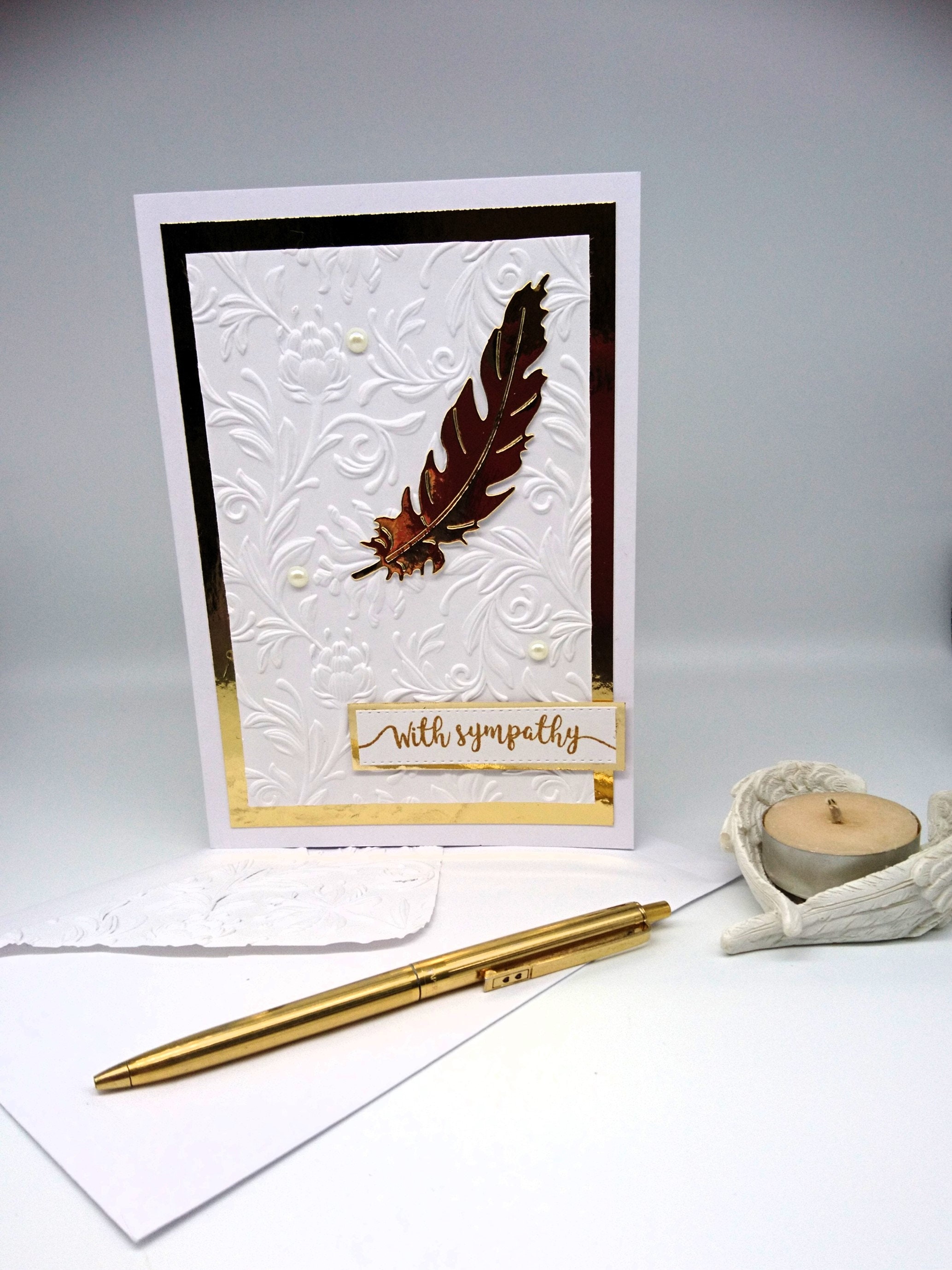Condolence Sympathy Card in White and Gold for the Divine, Angel ...