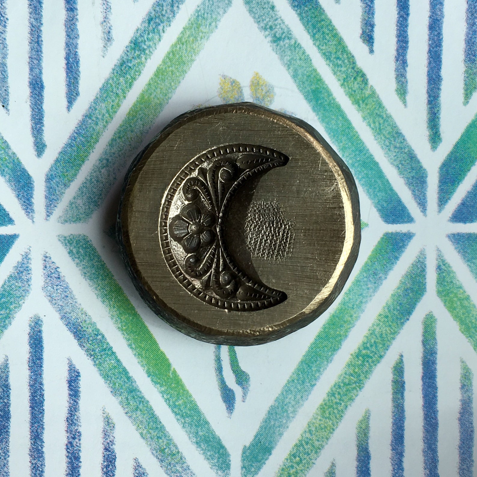 Crescent Moon Mandala Amulet Pendant Bronze Die 23 | Etsy