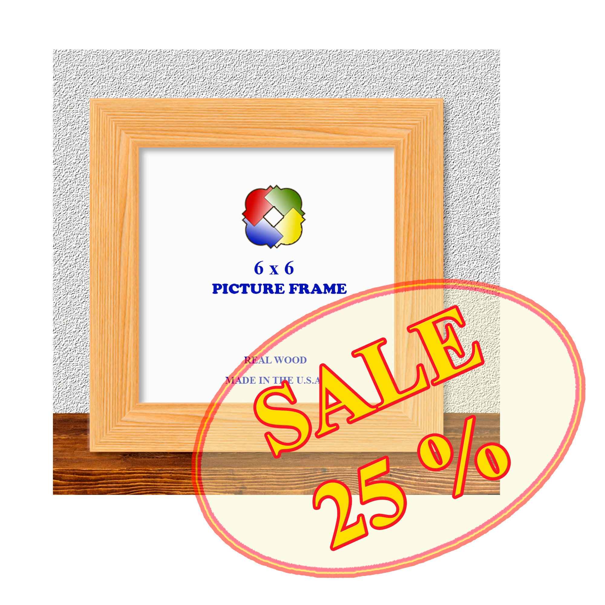 SALE, 6x6 Frame, Picture Frame 6x6, Unfinished Wood Frame 6x6, Pine ...