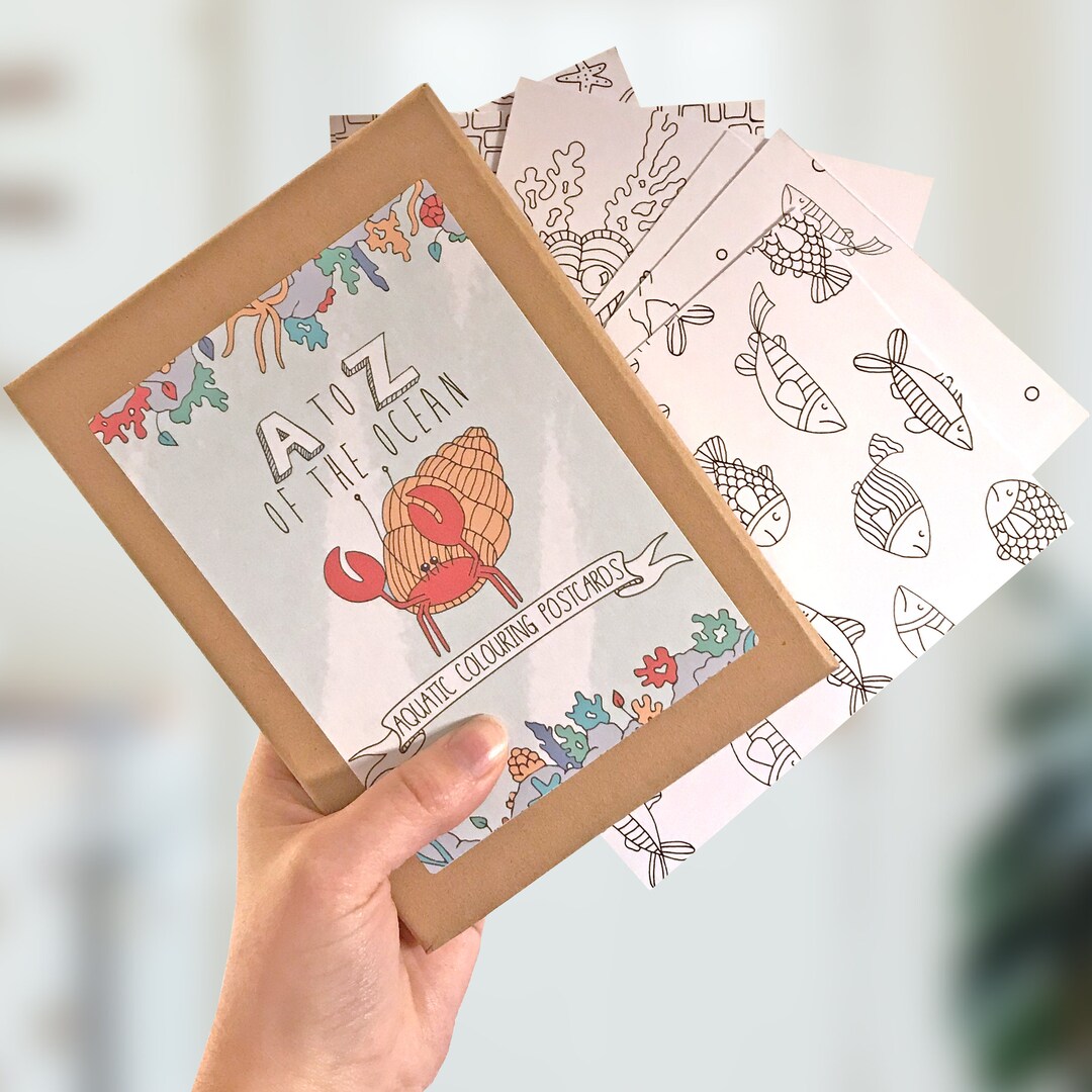 Ocean Colouring in Postcards Personalised Gift - Etsy