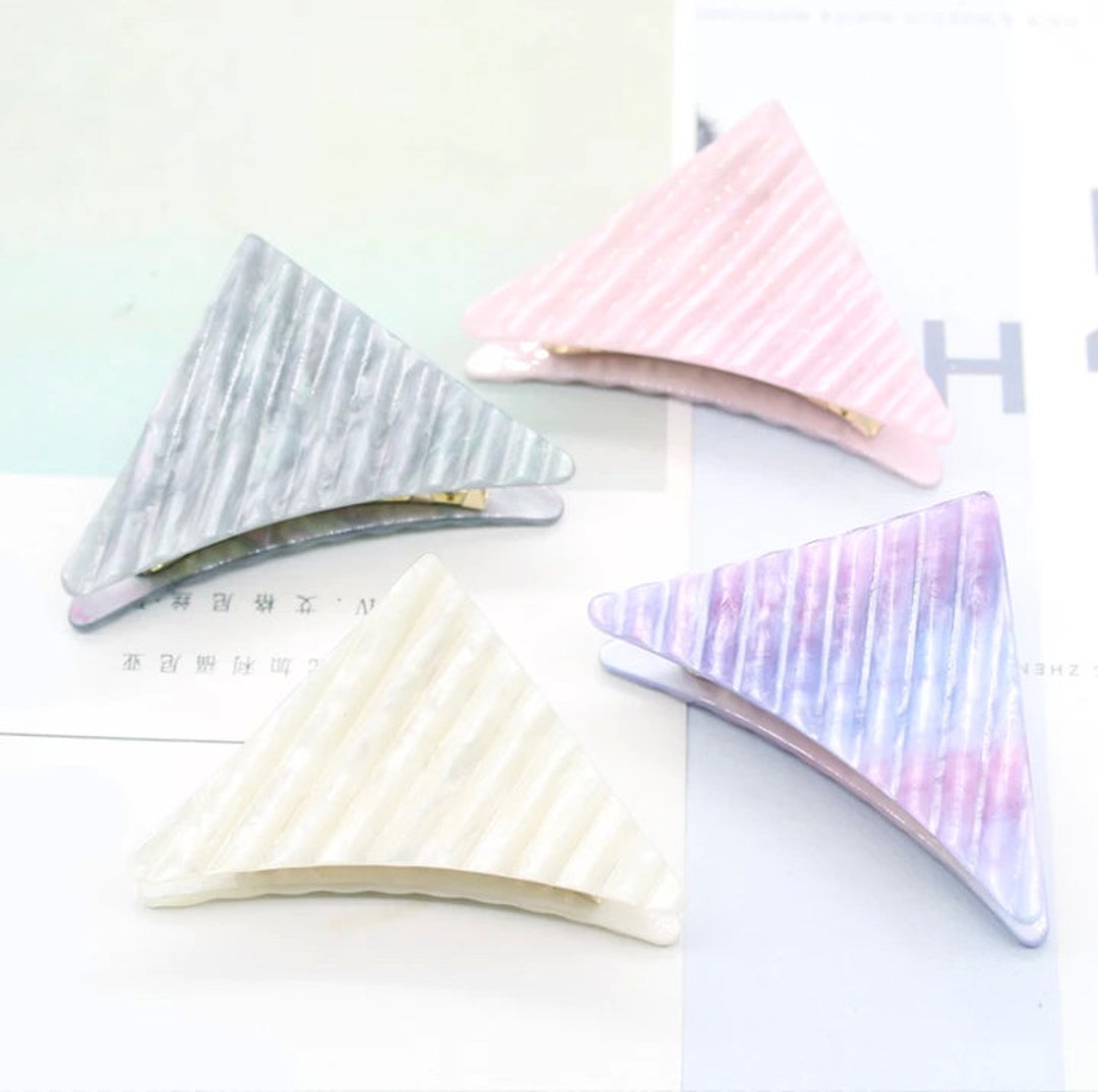 Elegant Triangle Hair Clips in Handmade Mother-of-pearl Style - Etsy