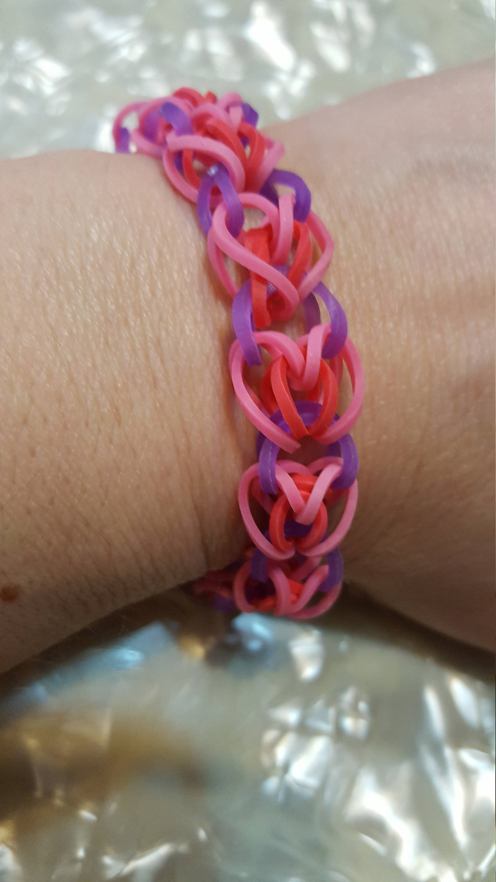 Rainbow Loom Open Heart Bracelet in Pink, Red and Purple - Etsy