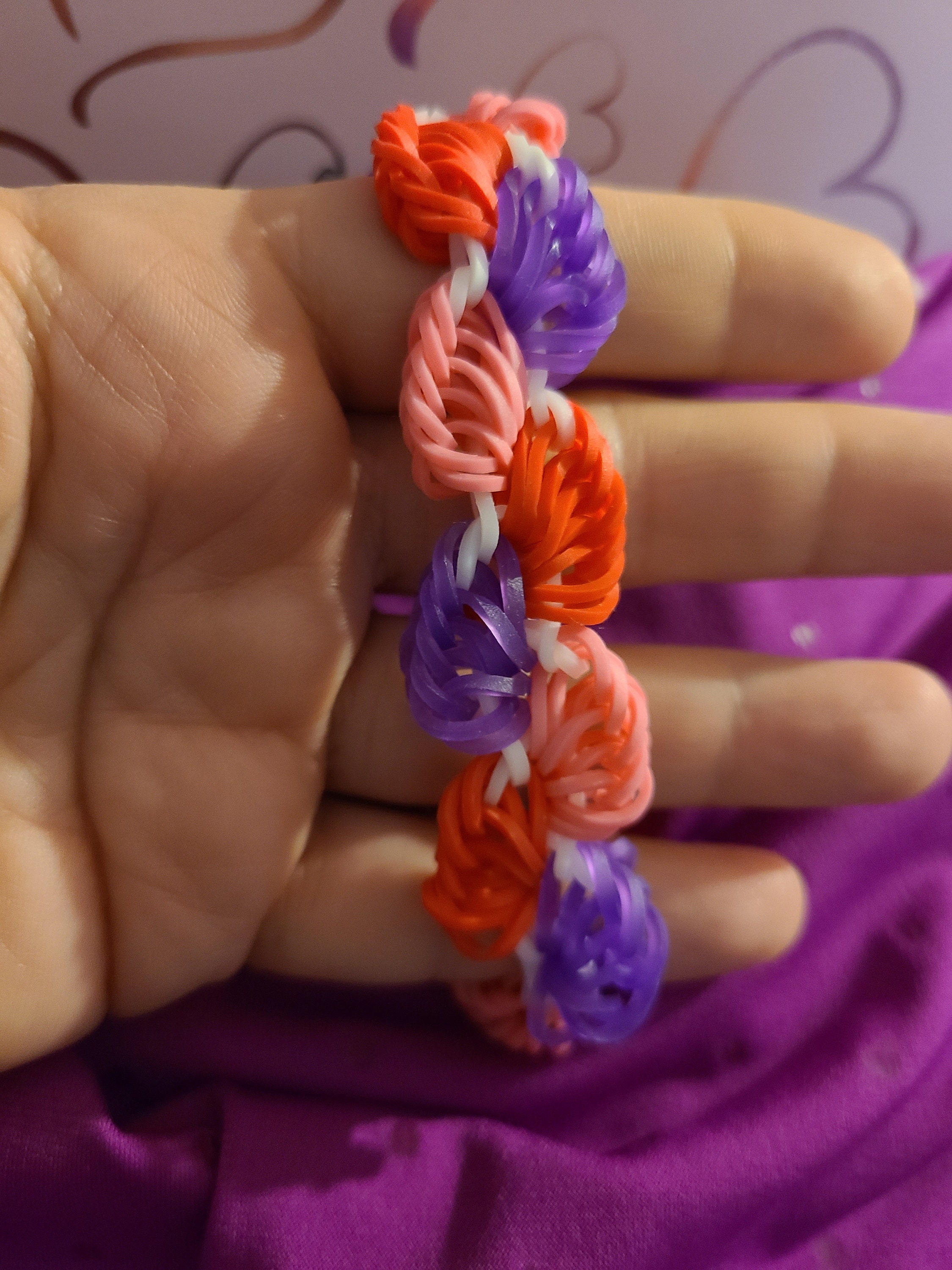 Rainbow Loom Pink/red/purple Wavy Stretchy Bracelet - Etsy UK