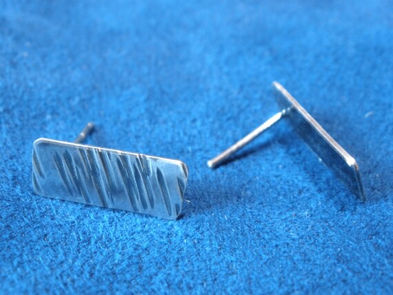 Sterling Silver Small Thin Patterned Rectangular Earrings - Etsy
