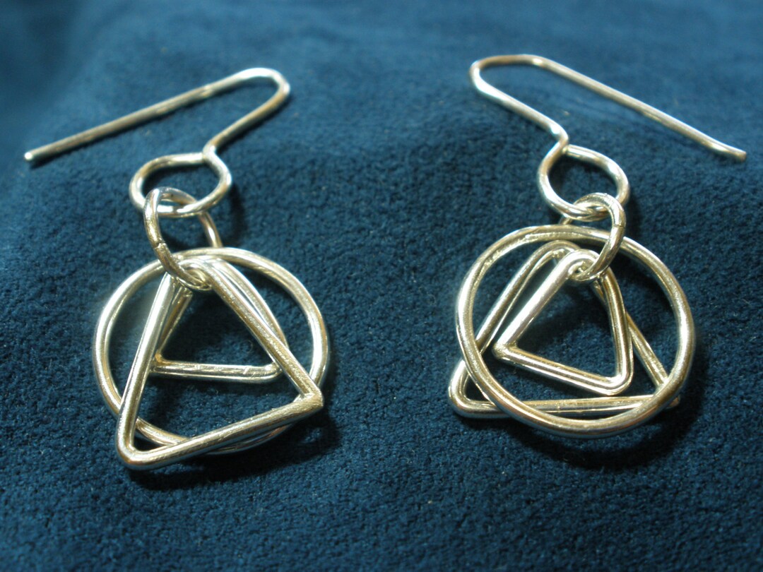 Sterling Silver Circle and Triangles Earrings - Etsy