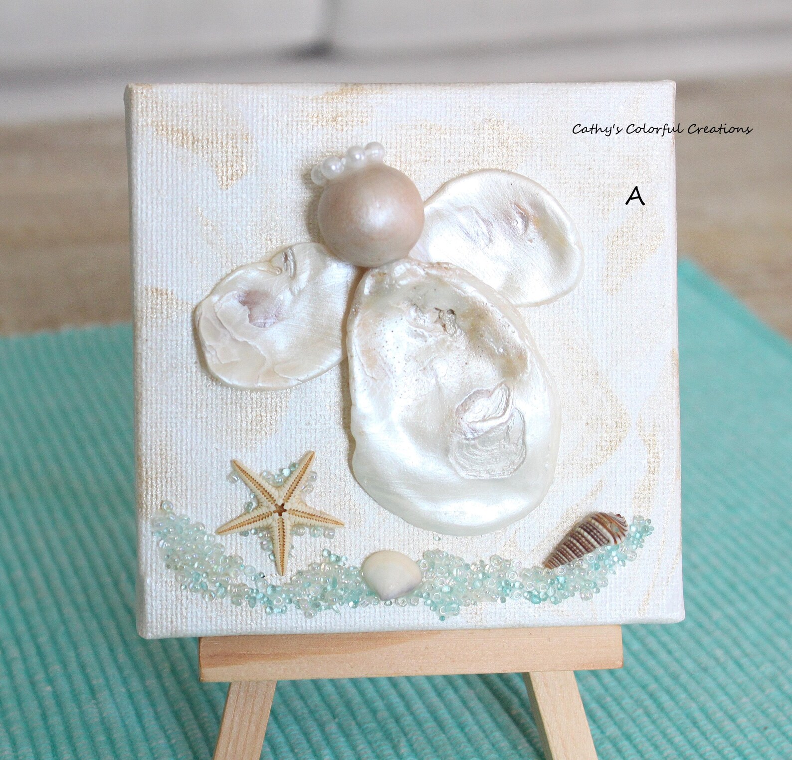 Angel, Angel Art, Shell Art, Oyster Art, Oyster Angel, Mini Canvas Art ...