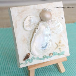 Angel, Angel Art, Shell Art, Oyster Art, Oyster Angel, Mini Canvas Art ...