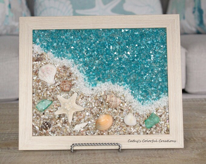 Beach Art, Shell Art, Beach Window, Shell Window, Beach Glass Art, Sea ...