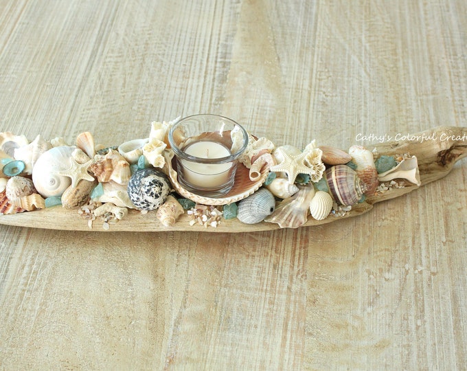 Shell Candle Holder, Driftwood Candle, Candle Holder, Coastal ...