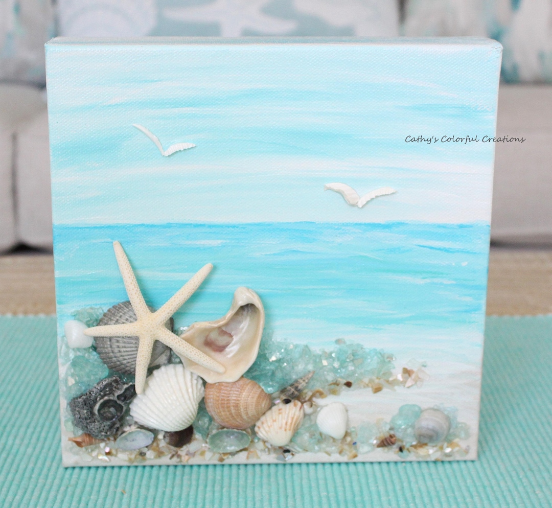 Beach Painting, Beach Art, Glass on Canvas, Beach Scene, Beach Art ...